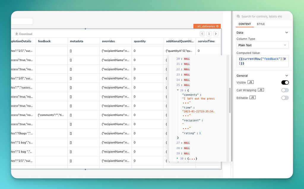Table Can T Access Nested Object Appsmith Support Appsmith