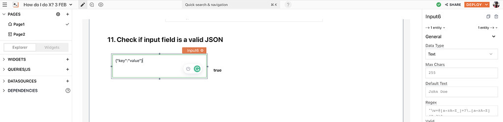 How Do I Validate Json On Input Widgets How Do I Do X Appsmith 5472